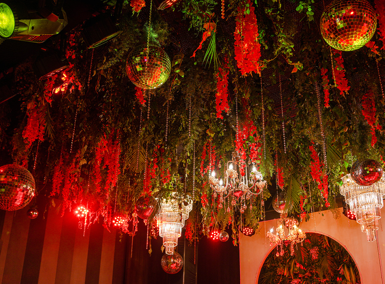Vibrant Red Theme Sangeet Decor of Priyanka & Adwaita