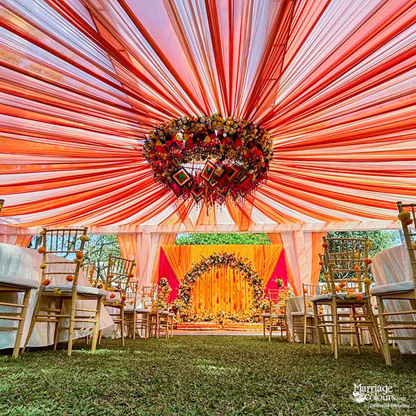 Haldi Ceremony Decoration | Bridal Backdrop | Marigold | Royal Palms ECR