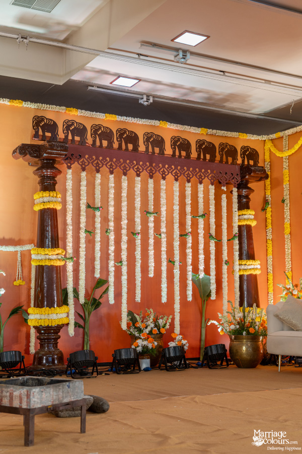 Traditional South Indian Muhurtham Decor | Temple theme | Floral ...