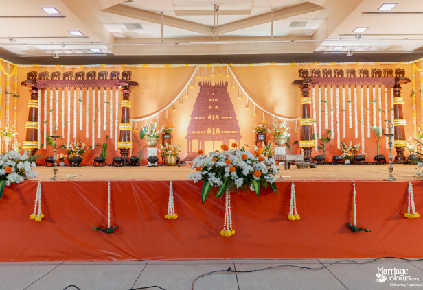 Traditional South Indian Muhurtham Decor | Temple theme | Floral ...