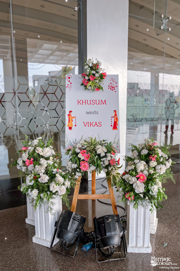 Simple Elegant Reception Stage Decoration | Fabric with Florals | GKS ...