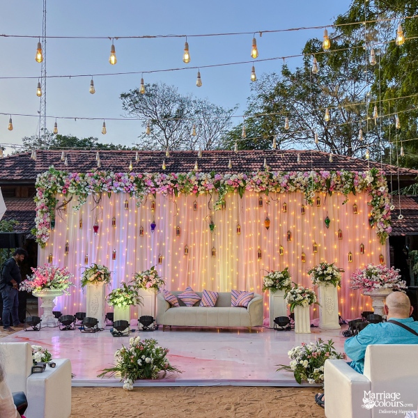 Simple Elegant Outdoor Wedding Reception Decor | Lanterns hanging ...